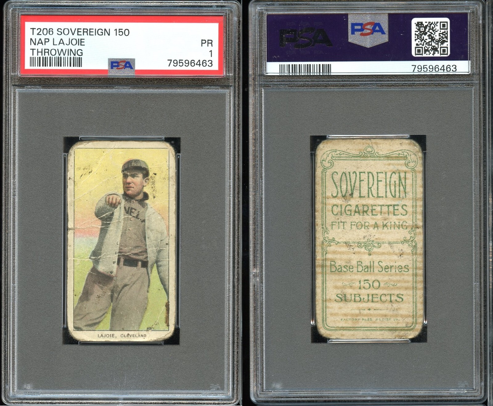 T206 Napoleon Nap Lajoie fielding HOF ~~ PSA 1 ~~ Sovereign 150 back | eBay