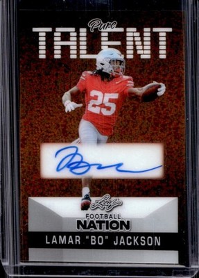 2025 Leaf Football Nation Lamar Bo Jackson Pure Talent Auto 3-Sparkle ...