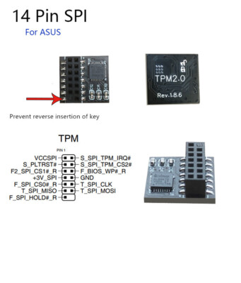 1PC TPM Plug 2.0 Security Module Card For ASUS Motherboard 14 Pin SPI ...