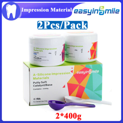 2X400g Dental Impression Material silicone Putty Soft Catalyst Base ...