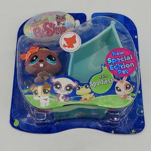 Littlest Pet Shop Special Edition LPS Beaver 810 Flocked Fuzzy Brown ...