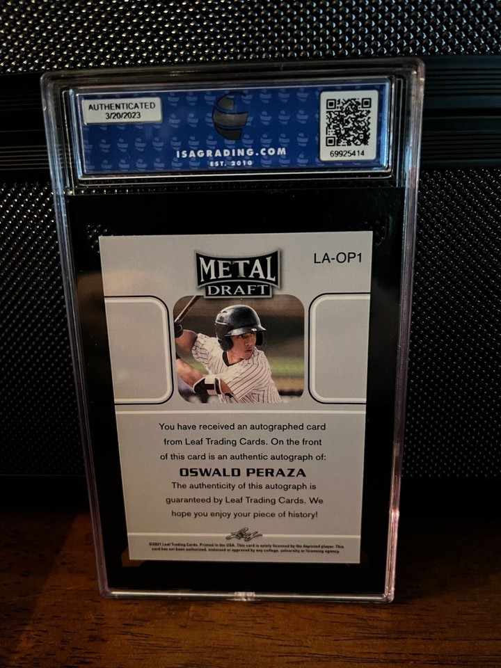 2021 Oswald Peraza Auto Leaf Metal Draft 1990 Leaf Silver Crystal Mint ...