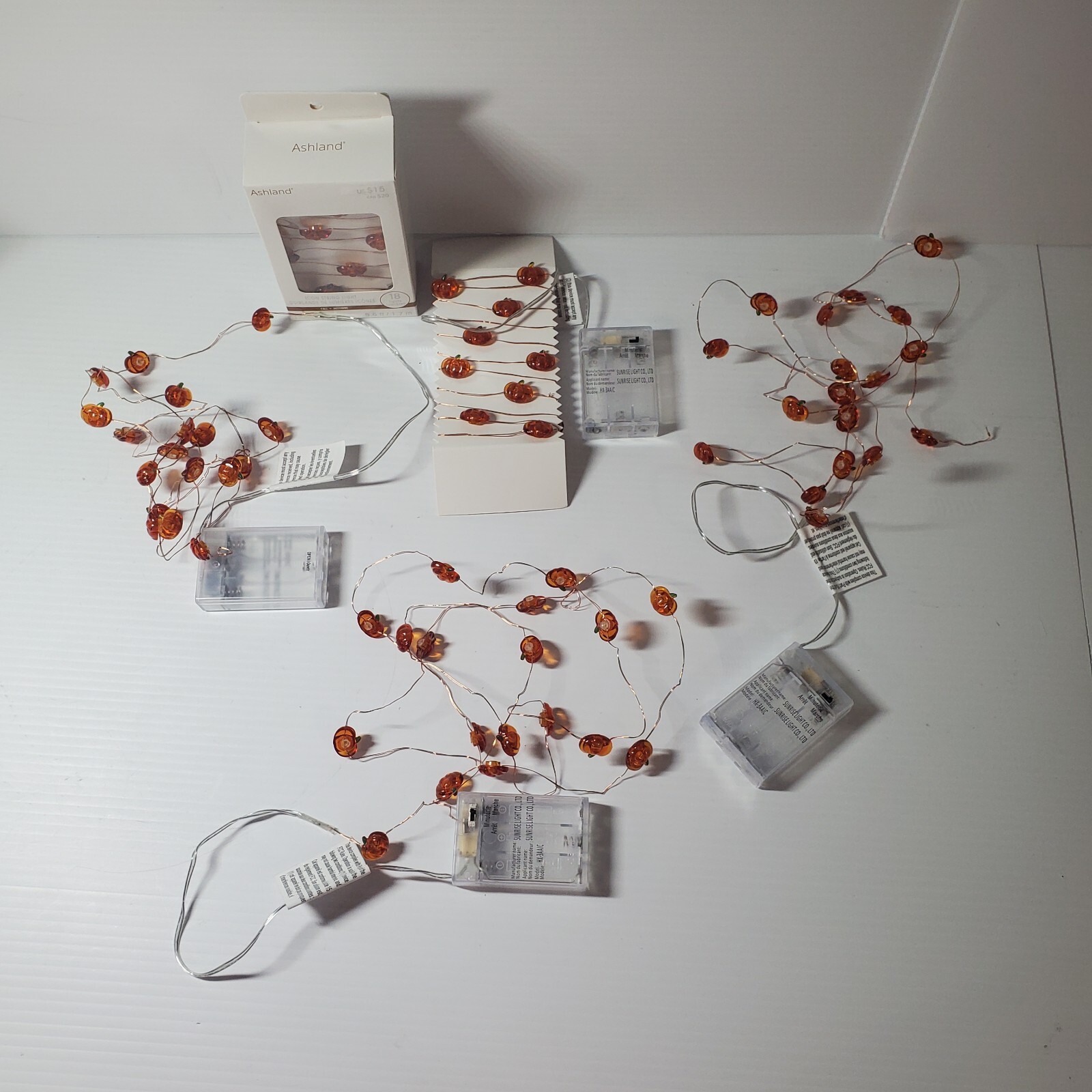 Lot of 5 ASHLAND FALL Punkin STRING LIGHTS 18 LIGHTS 5.6 FT Orange ...