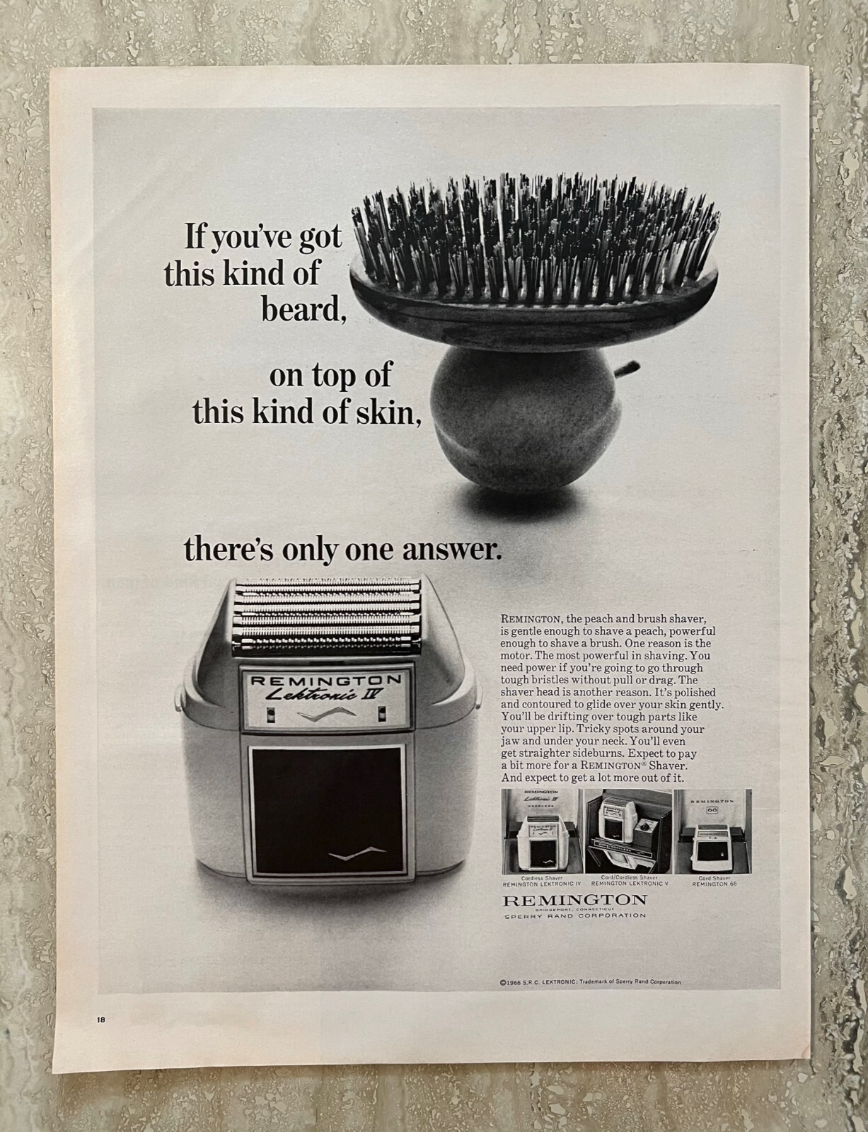 Print AD 1966 Remington Lektronic IV Cordless Shaver Sperry Rand ...