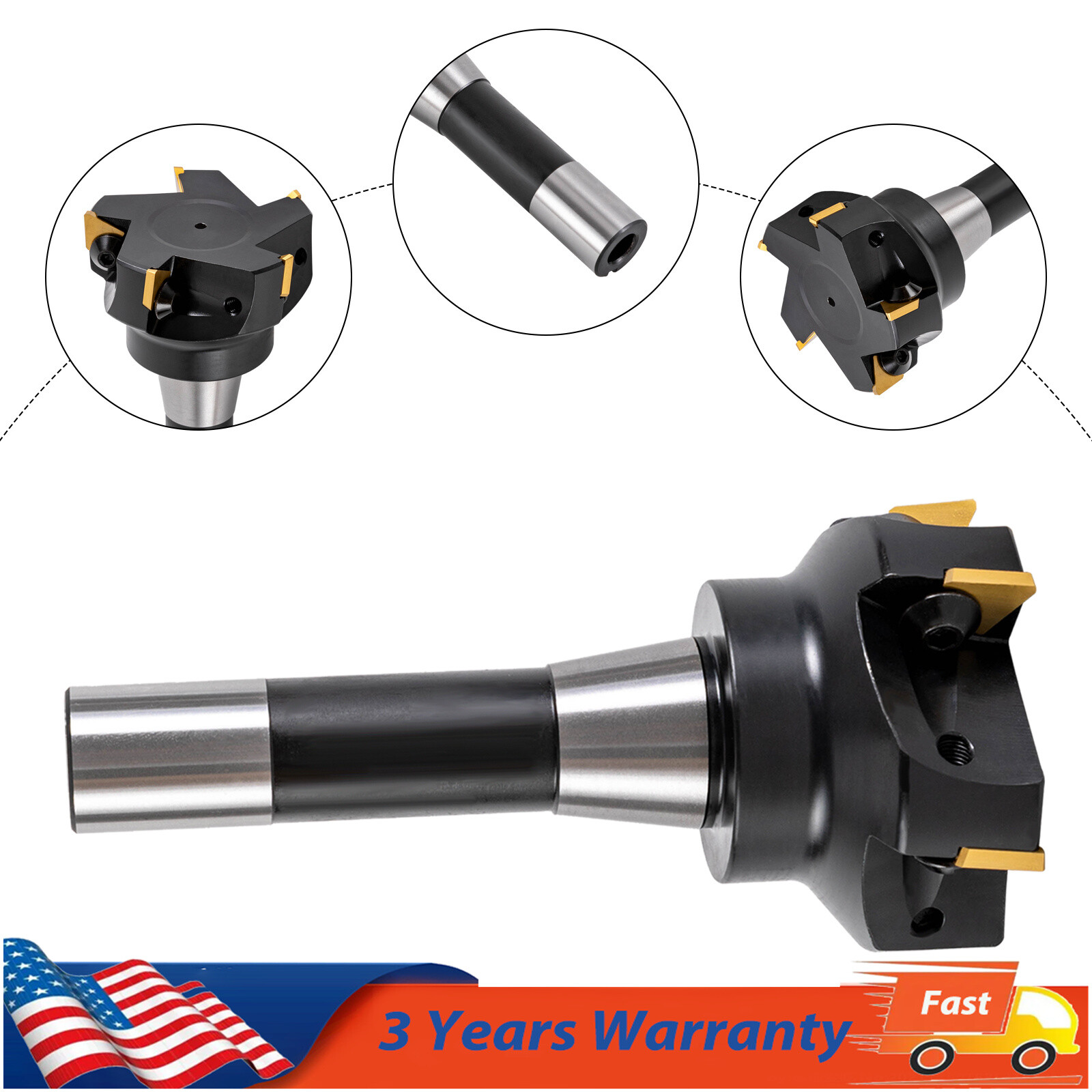 Indexable End Mill 3-inch Cutting Depth R8 Shank Milling Cutter ...