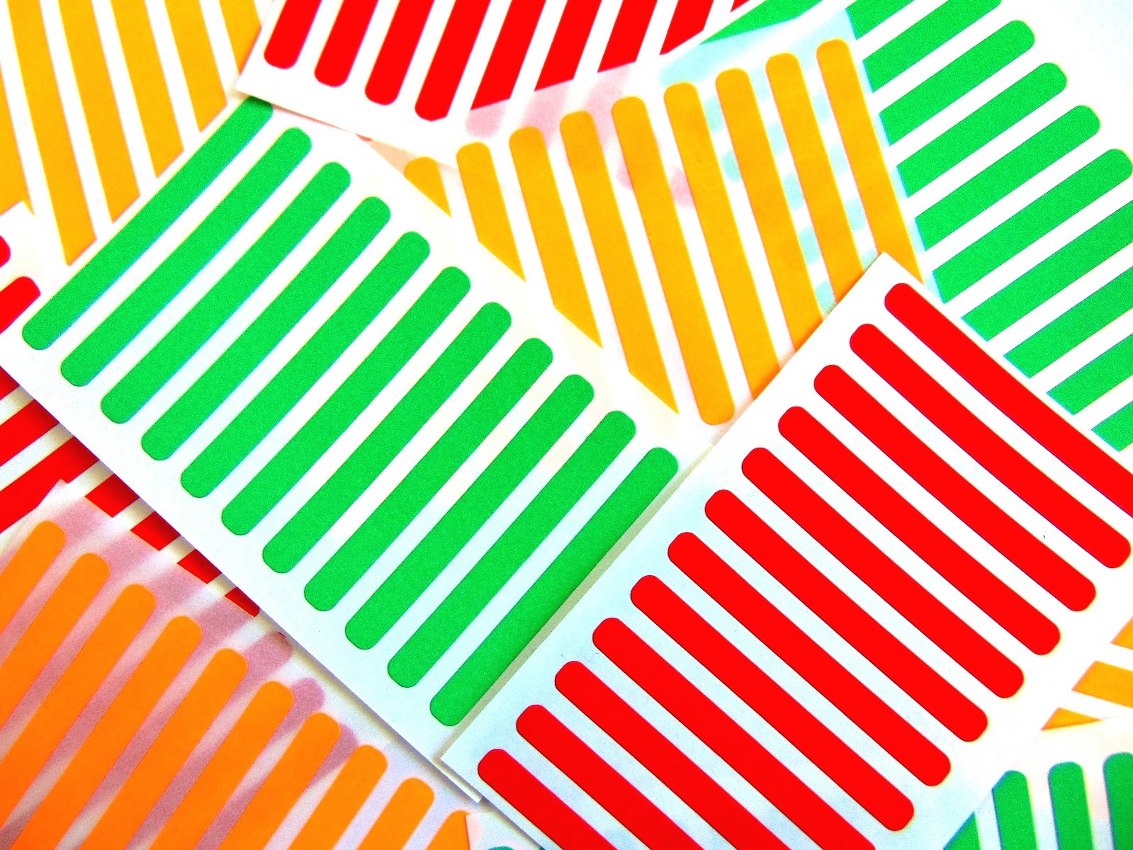 Narrow 50x5mm Rectangular Red Orange Green Coloured Sticky Labels ...