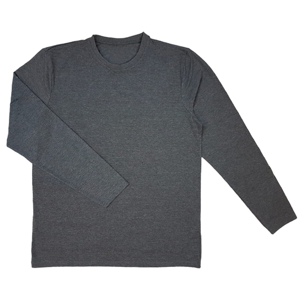 Mens Long Sleeve T Shirt Plain Cotton Crew Neck Slim Fit New Casual ...