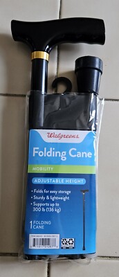 NEW Walgreens Folding Cane Adjustable Height, Lightweight, Supports Up ...