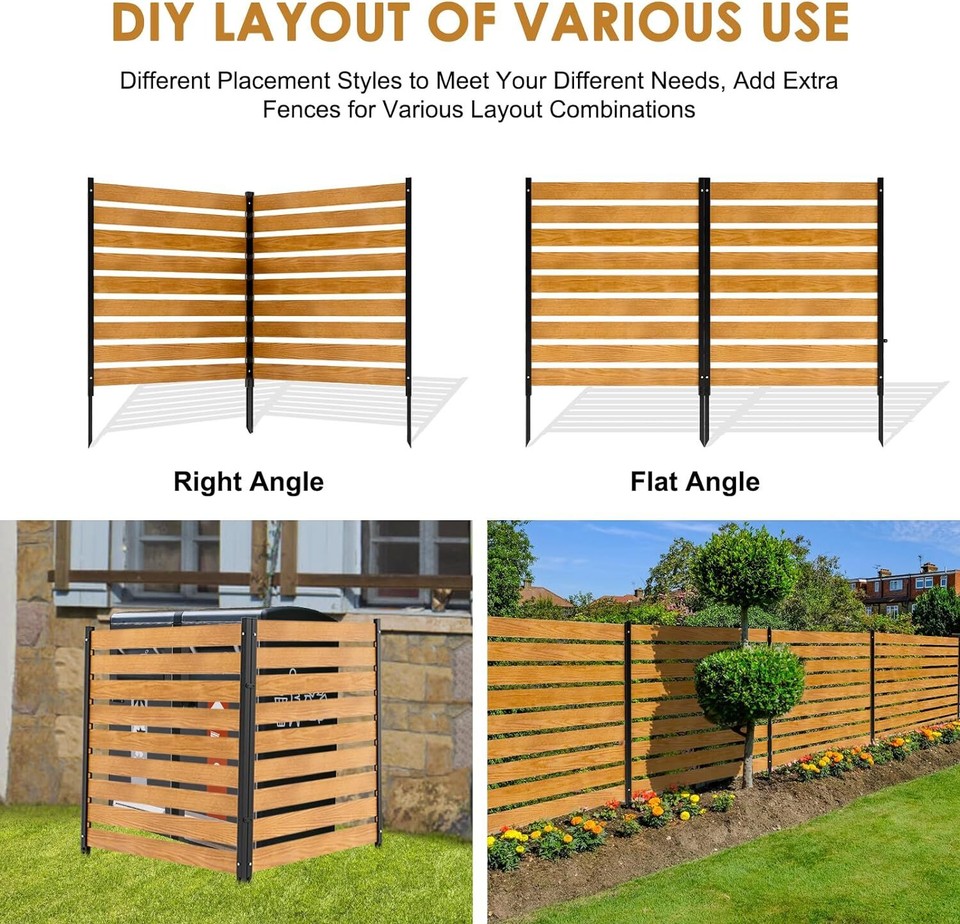 NAIZEA 48" W x 48" H Privacy Screens Fence Panels with Metal Stake 2 ...