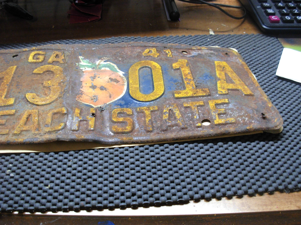 LICENSE PLATE GEORGIA 1941 913 PEACH 01A ART CRAFTS DECOR RUSTIC ...