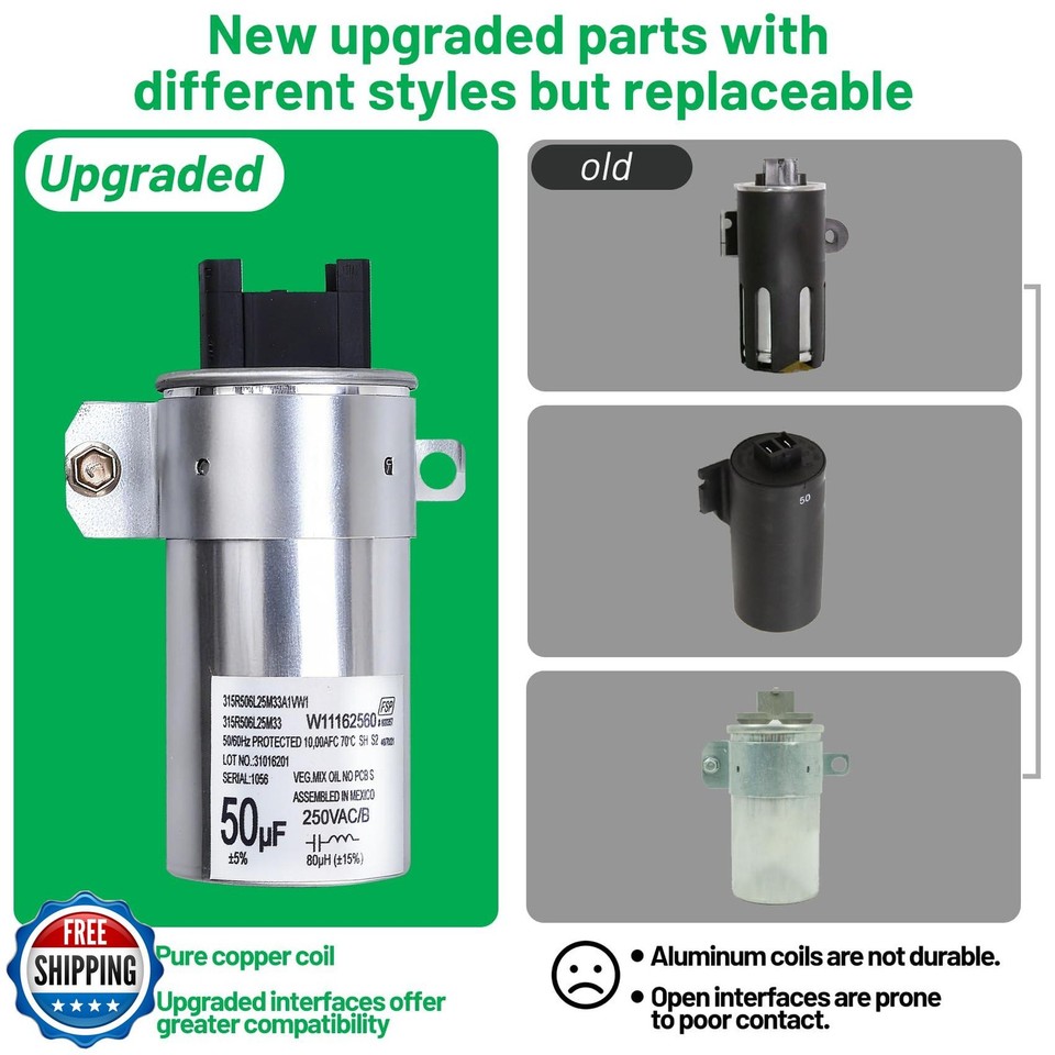 W11395618 W11162560 W10625046 Washing Machine Run Capacitor Repla | eBay