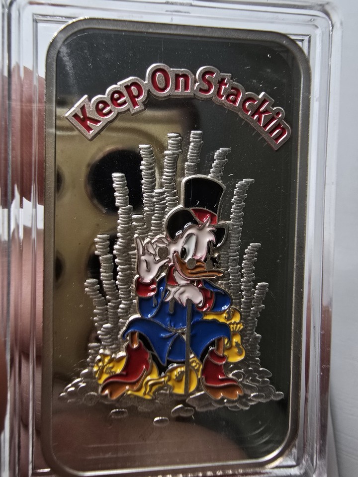 Scrooge McDuck 1 oz Silver Art Bar Keep On Stackin Mintage of Only #33/100 Bars | eBay