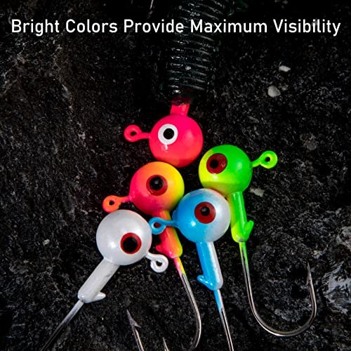20 Pack Fishing Jig Heads, Crappie Jig Round Ball Head 1/8oz-Hook #2 ...
