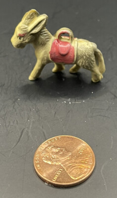 Vintage Cracker Jack Puffy Celluloid Donkey Mule Saddle 1940s Toy JAPAN ...