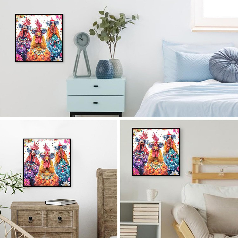 Chicken Diamond Art Kit-5D Diamond Painting for Adults Rooster,Animal ...