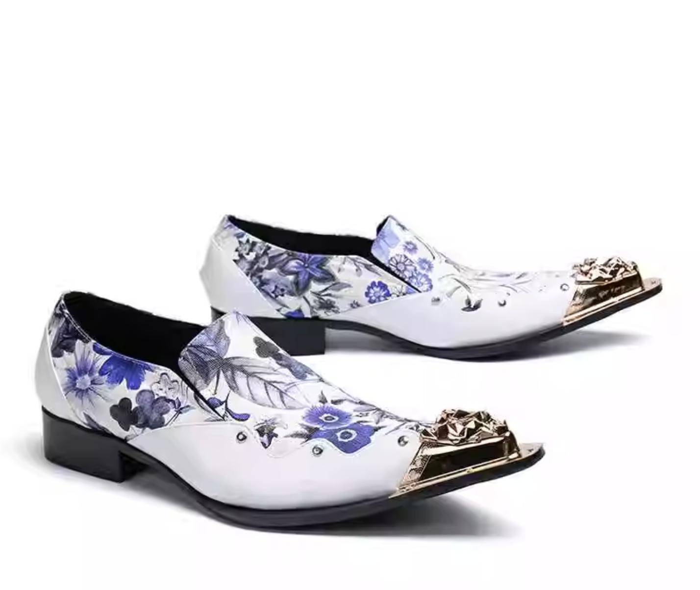 Men's Wedding Dress Floral Metal Pointe Toe Oxfords Business Casual ...