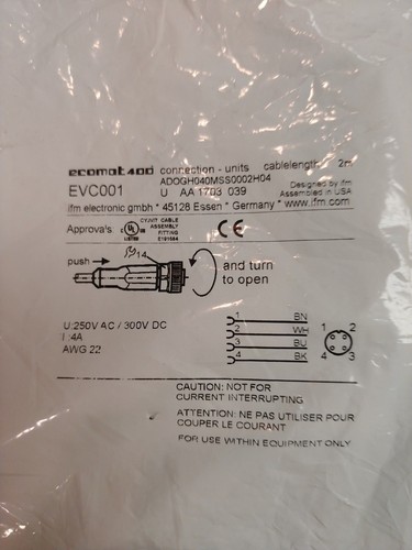 3 NEW IN THE PACKAGE IFM ELECTRONICS CORD SET EVC001 | eBay