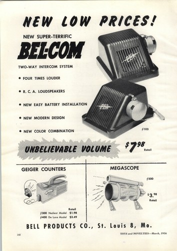 1956 PAPER AD 2 PG Bell Products Toy Geiger Counter Radio Station ...