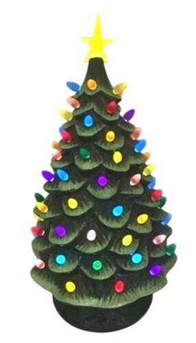 Vtg Mr Christmas Ceramic Tree Lights Up 24" 2 ft Tall w/ Box Plugs In ...