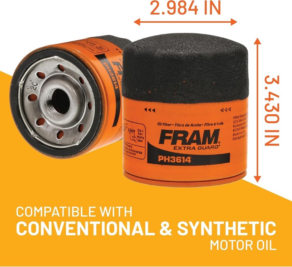 FRAM Extra Guard PH3614, 10K Mile Change Interval Spin-On Oil Filter | eBay