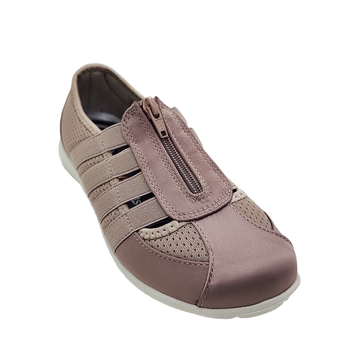 Ladies Shoes CC Resorts Christine Satin Zip Front Casual Elastic ...