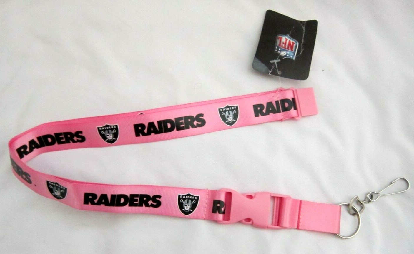 Raiders Pink Logo Licensed NFL Quick Release Lanyard ID Holder Keychain ...