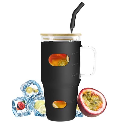 32 Oz Glass Tumbler With Lid And Straw Glass Water Bottles With Handle 32-oz-glass-tumbler-with-lid-and-straw-glass-water-bottles-with-handle