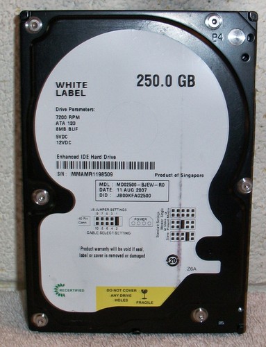 Enhanced IDE 3.5" Hard Drive 250GB MD02500-BJEW JB00KFA02500 ATA 133 ...