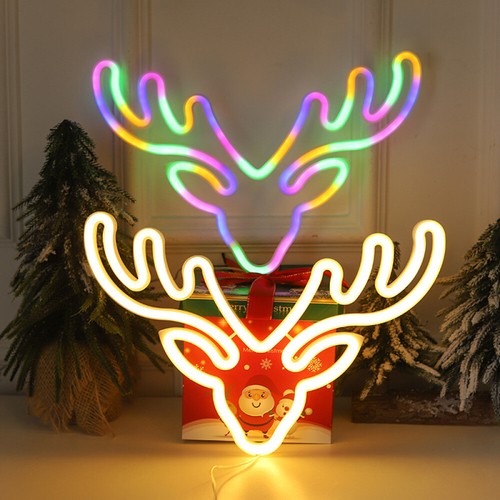 LED Neon Sign Light Elk Atmosphere Wall Desk Table Night Lamp Home ...