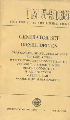 TM5-5038 Generator diesel Caterpillar D-397 Book Maintenance Operators ...