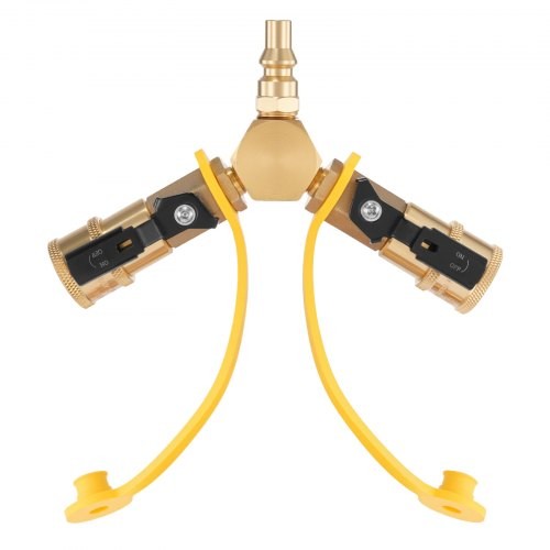 RV Propane Quick Connect Y Splitter Adapter with Shutoff Valve, 2 Way 1 ...