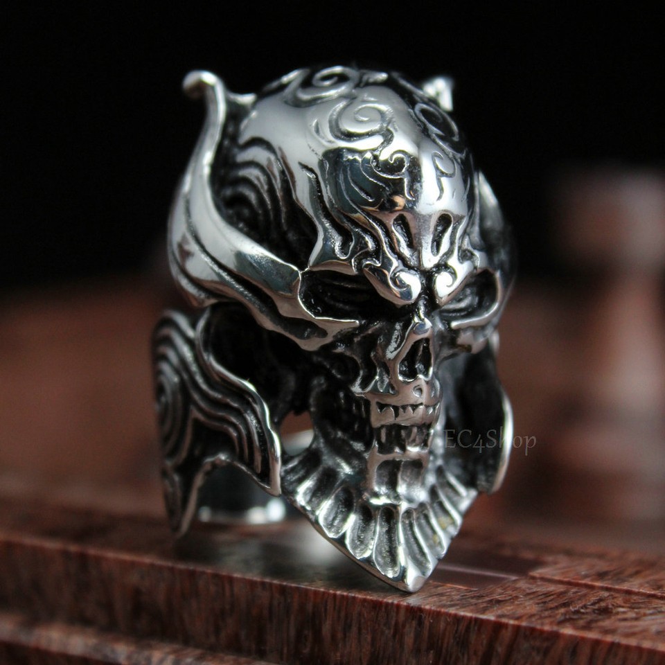 Men Garo Knight Skull 316L Stainless Steel Ring USA Size 7 8 9 10 11 12 ...
