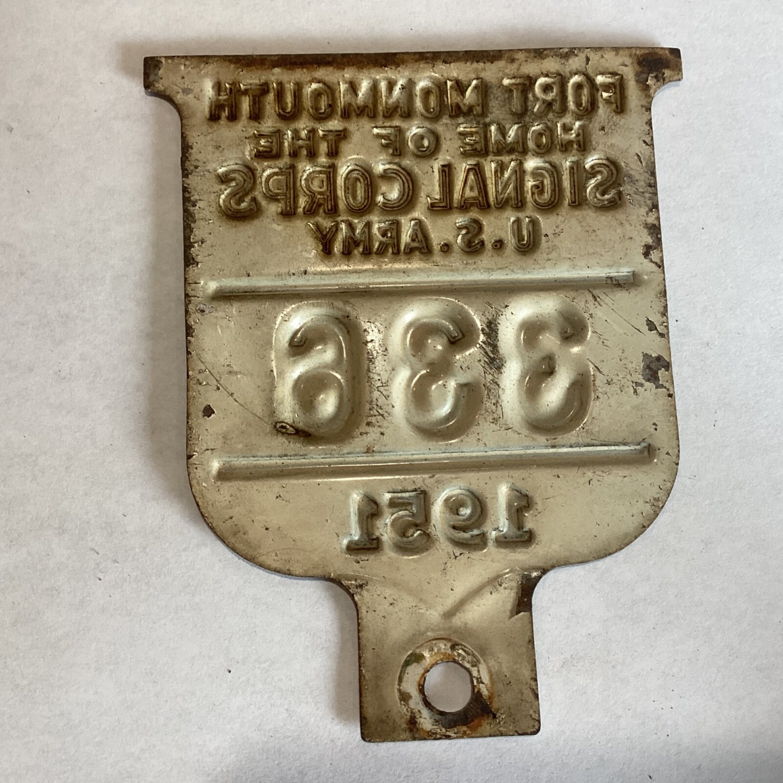 Vintage 1951 Fort Monmouth New Jersey License Plate Topper US Army ...