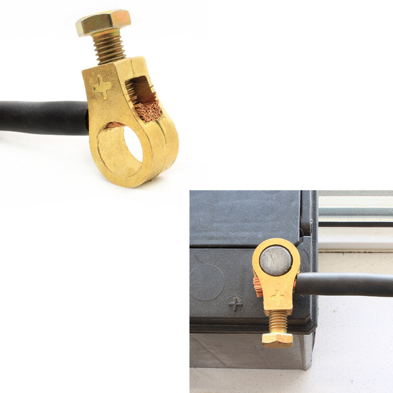 2PCS Replacement Pure Brass Battery Terminal Top Post Cable Terminals ...