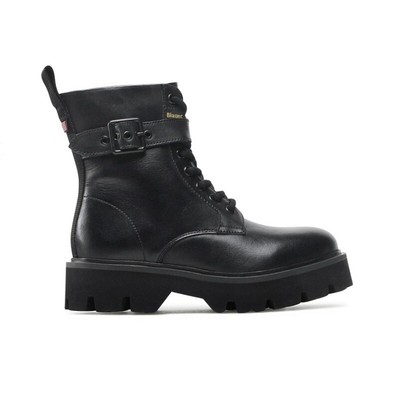 Combat Boots Woman BLAUER Booties Elsie Leather Amphibious Black I2022 ...