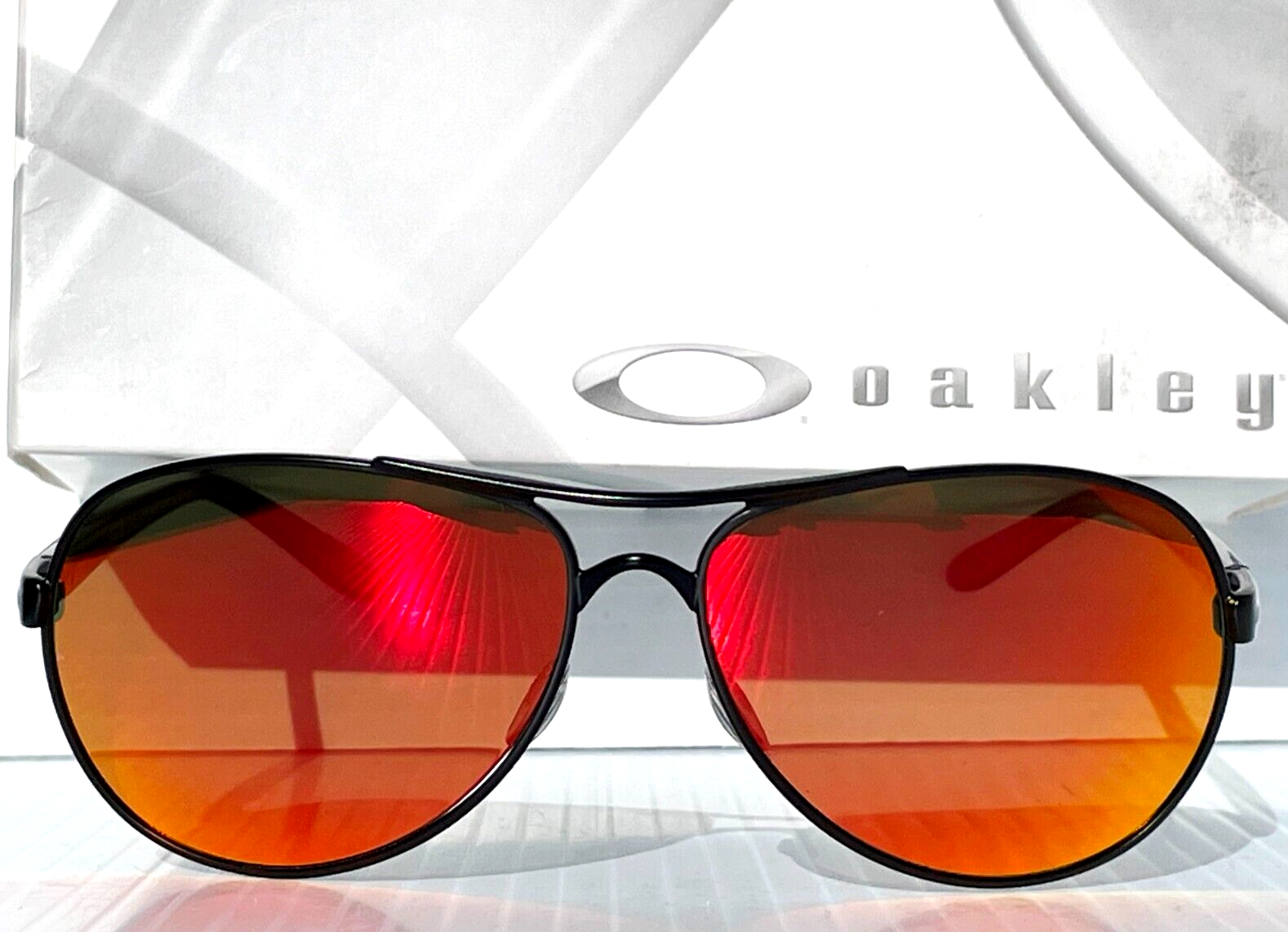 NEW Oakley FEEDBACK Satin Black w 59mm POLARIZED Galaxy Ruby Lens ...