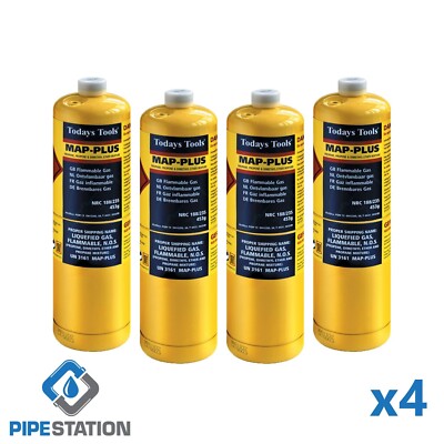 4x Yellow MAPP / MAP+ Pro Gas Cylinder Disposable Bottle Free Fast ...