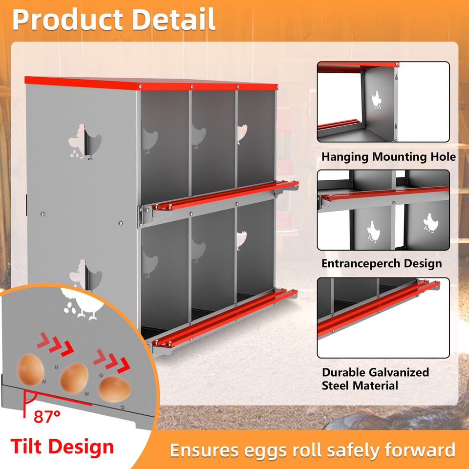 Chicken laying box 6-hole hen laying box Non-rolling laying box for ...
