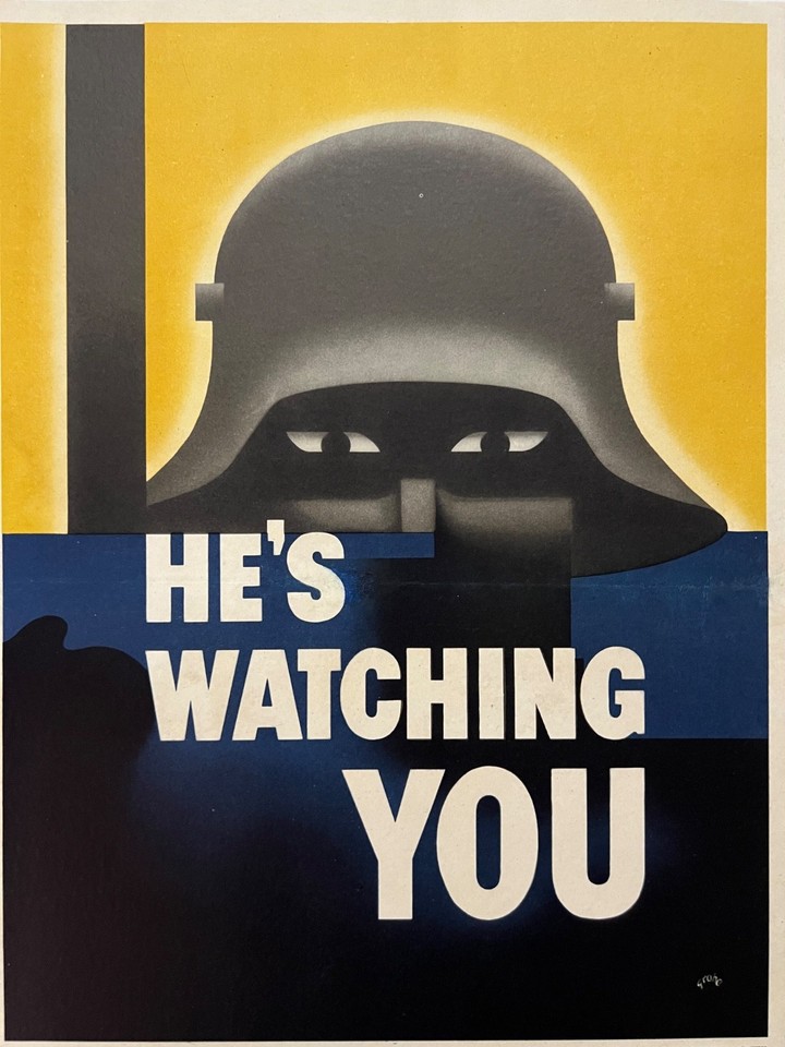 WWII WW2 Original War Poster He's Watching You Careless Talk Home Front ...
