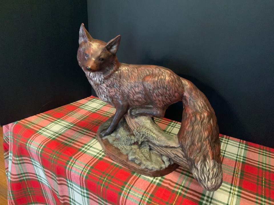Vintage Ceramic Red Fox 15"x11" Figurine Great Detailing Holland Mold ...
