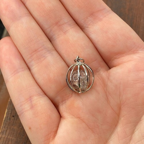 Vintage 925 Sterling Silver Artistic Ornate Sphere Pink Bead Pendant ...