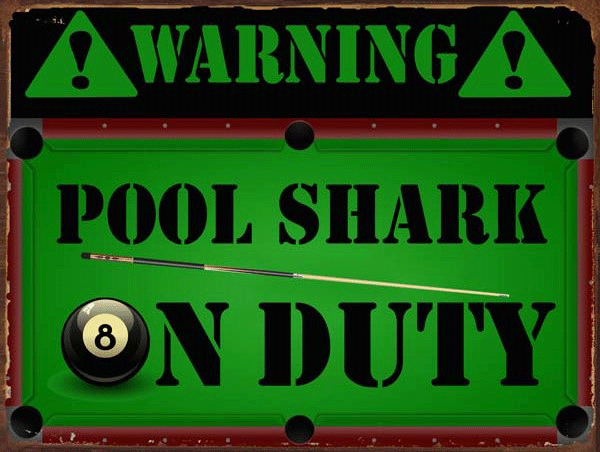 Warning Pool Shark on Duty Metal Sign Framed on Rustic Wood, Billiards ...