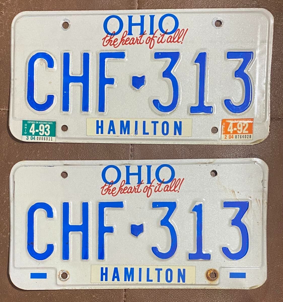 Ohio 1993 HAMILTON COUNTY License Plate PAIR # CHF-313 | eBay