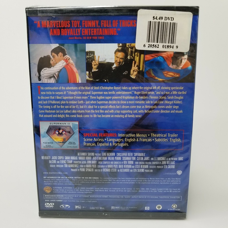 Superman II 1980 DVD Gene Hackman Christopher Reeve NEW 85391112020| eBay