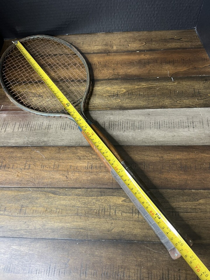 VINTAGE The Dayton Steel Racquet antique tennis racket OH Ohio metal ...