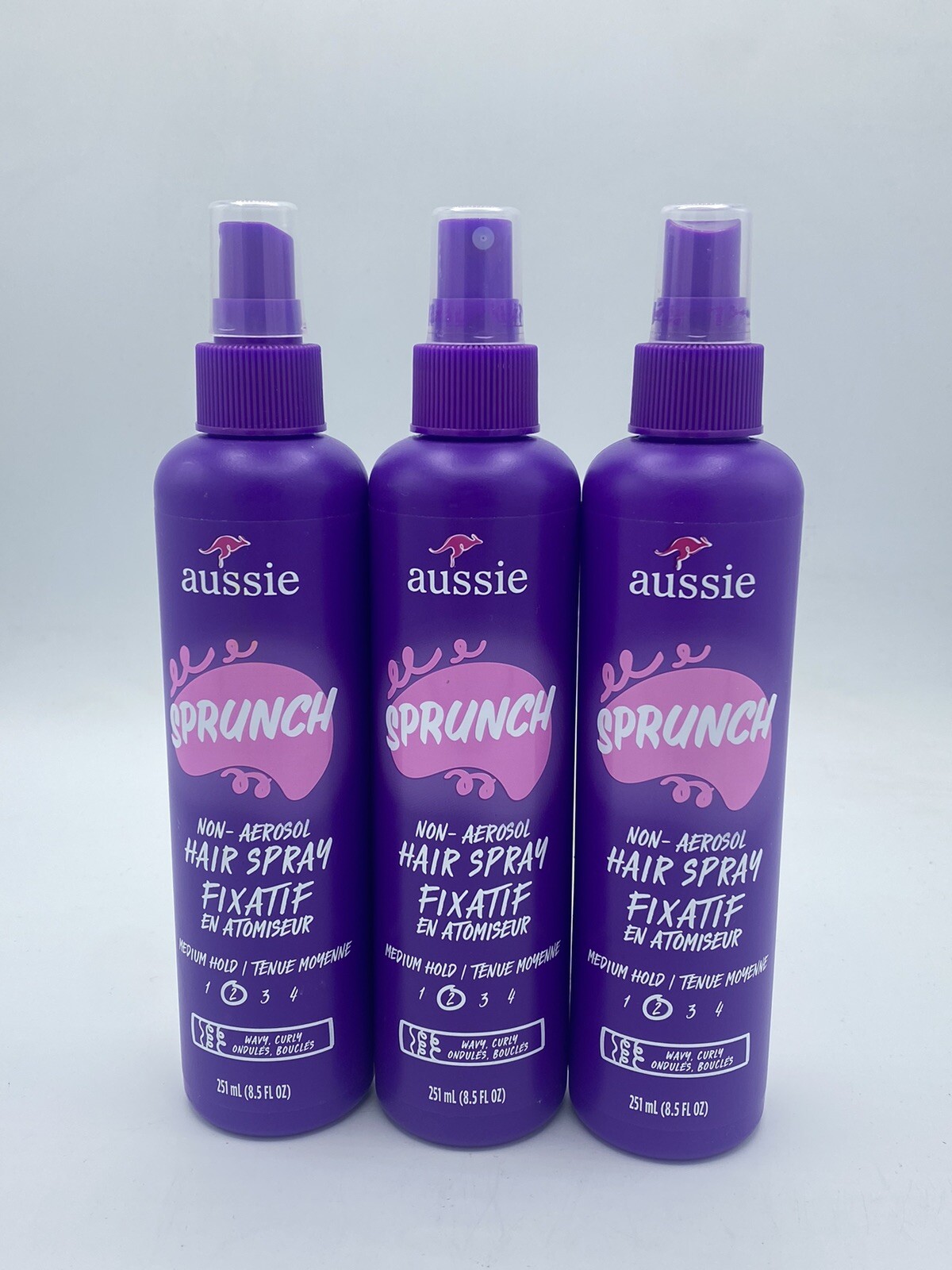 (3) Aussie Sprunch Non-Aerosol Hair Spray Curl Lock Medium Hold 8.5oz ...