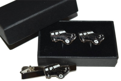 Black 4 x 4 Cufflinks & Tie Clip Set Gift Boxed Enamel Wedding Land ...