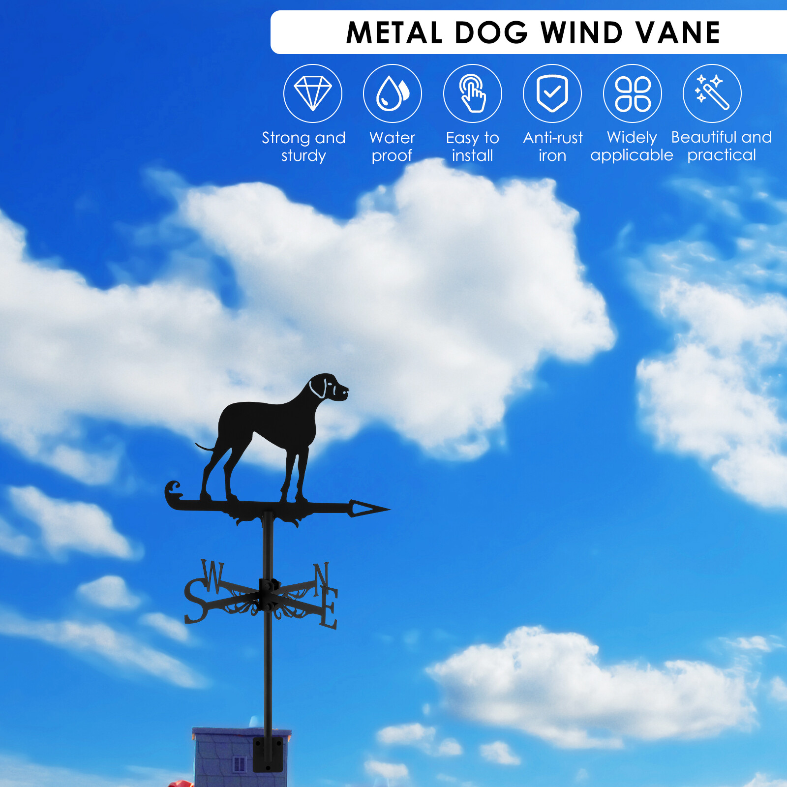 Dog Weather Vane Metal Animal Weathervanes Decoration Creative Vintage ...