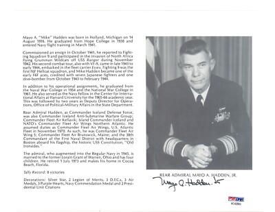 MAYO HADDEN JR SIGNED 8X10 (D) PSA DNA AC42683 WWII ACE 8V | eBay