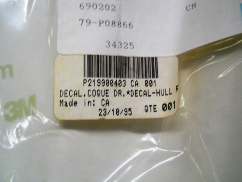 Right Hand Seadoo Hull Decal Part Number 219900403 | eBay